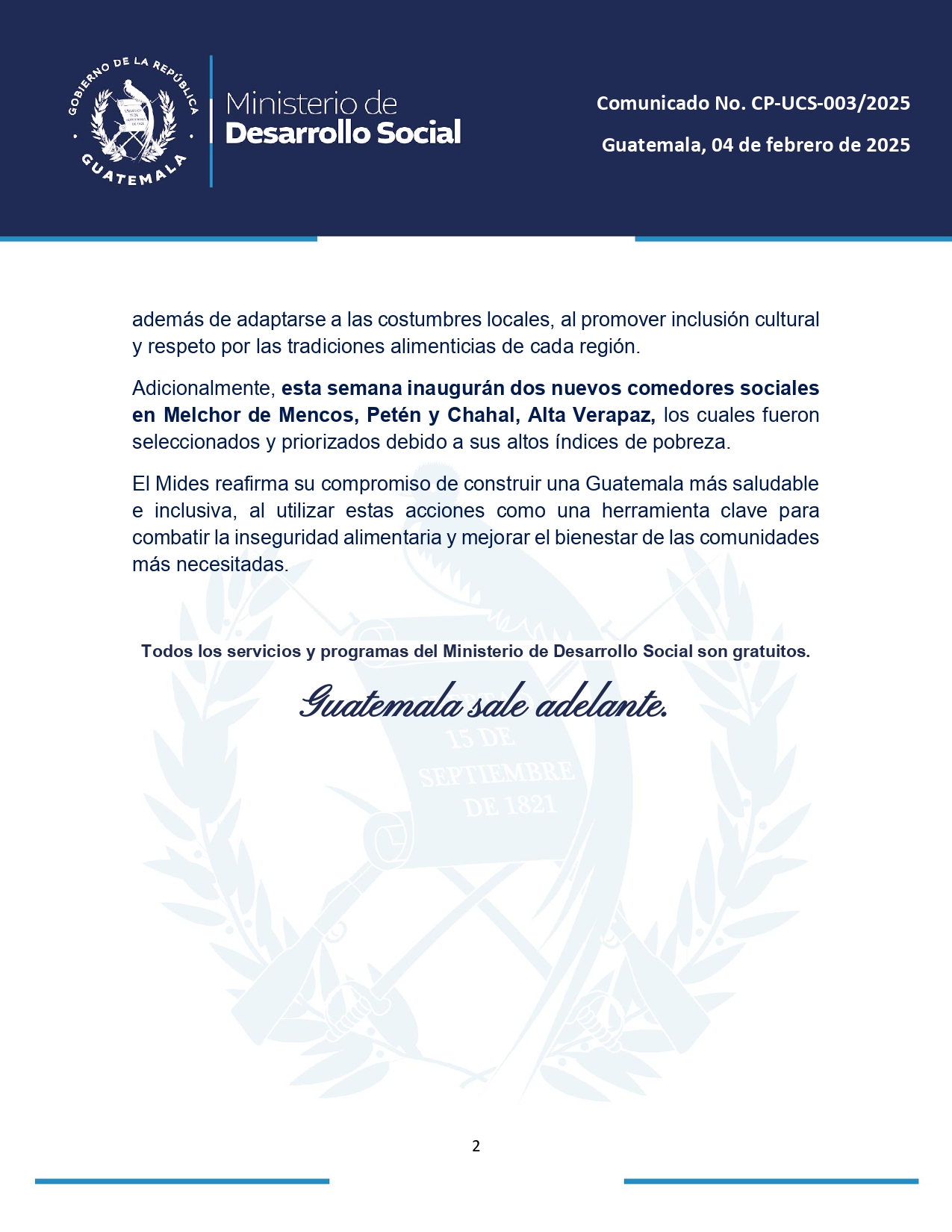 EL MIDES ABRE UN NUEVO COMEDOR SOCIAL EN BENEFICIO DE LOS GUATEMALTECOS ...
