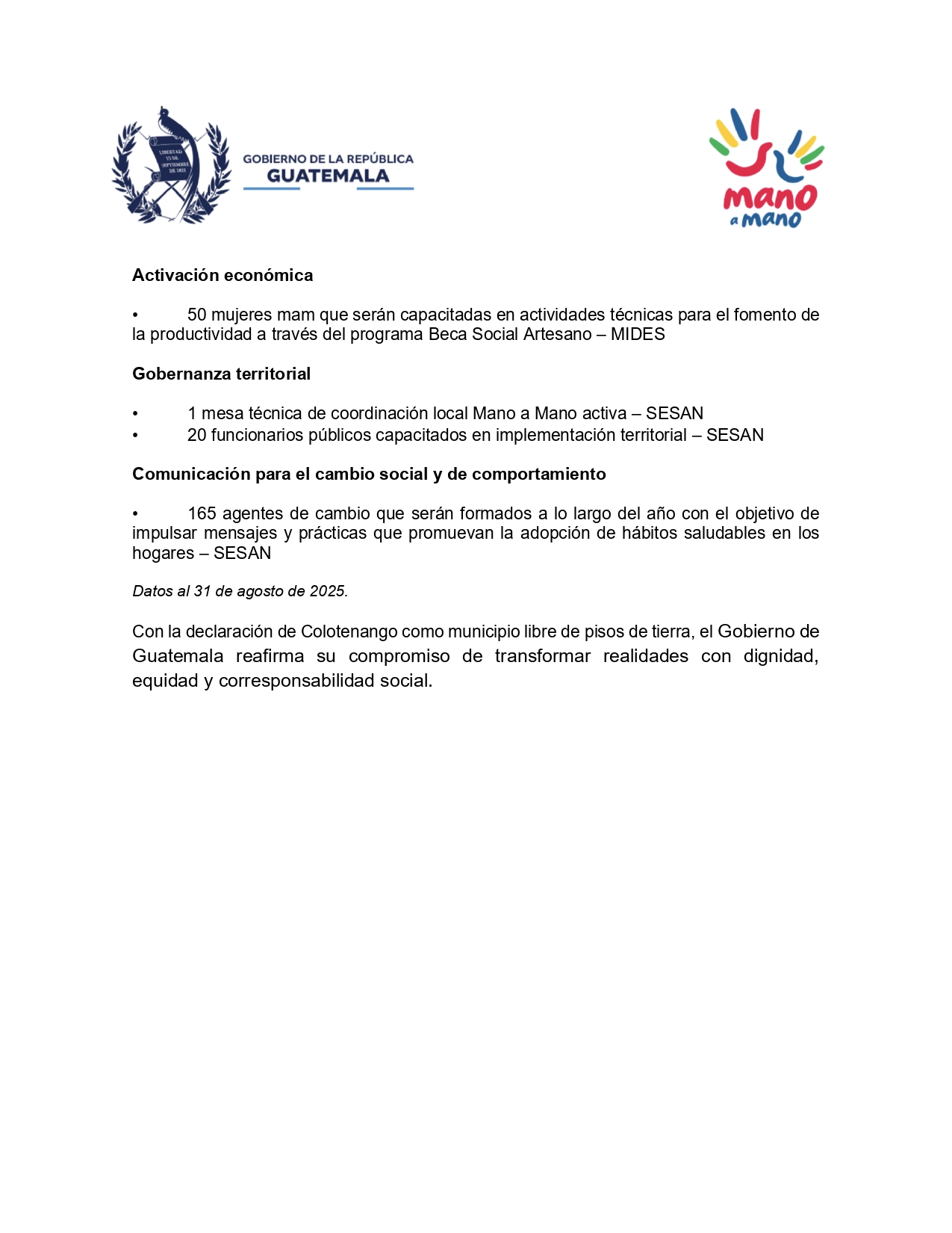 Colotenango, Huehuetenango se suma como municipio libre de pisos de ...